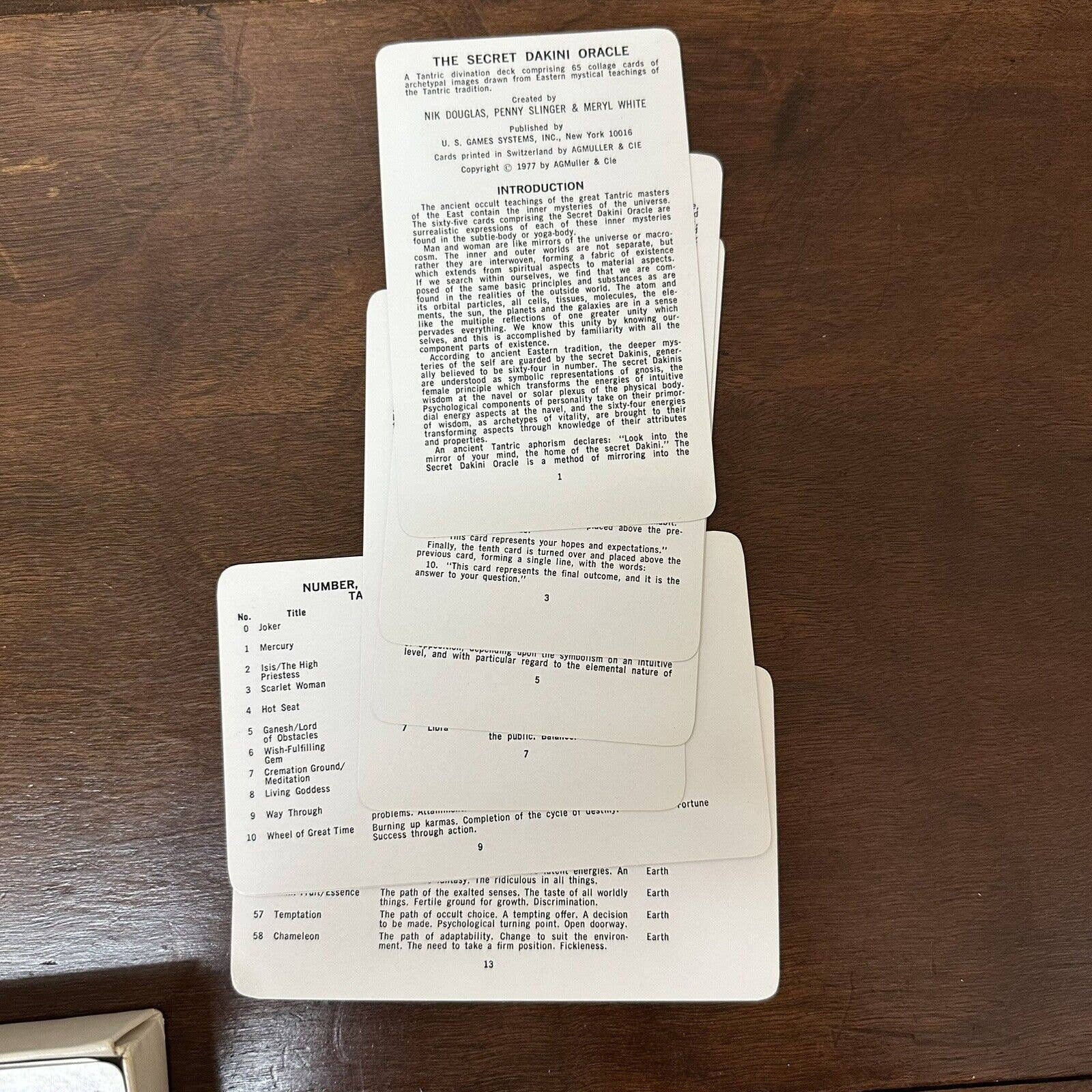 1977 the Secret Dakini Oracle Deck Cards With Instruction Cards & Box ...