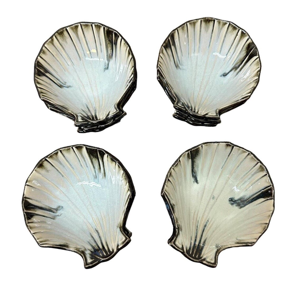 Vintage Nippon Ceramic Scalloped Seafood Shell Dish Bowls Lot of 12 ...