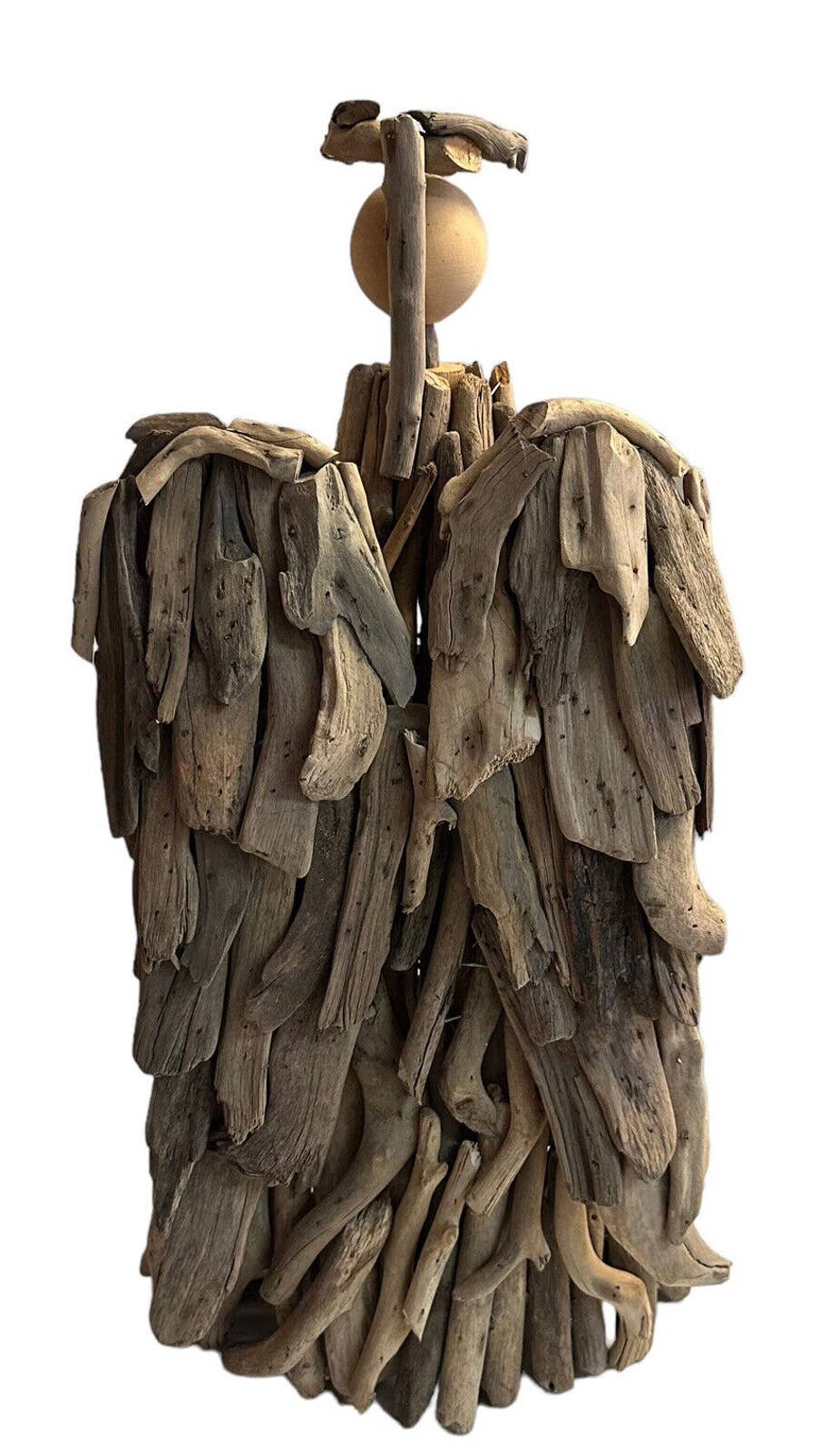 Vtg Large 22" Driftwood ANGEL Hand Crafted Wood Sticks Folkart Rustic ...