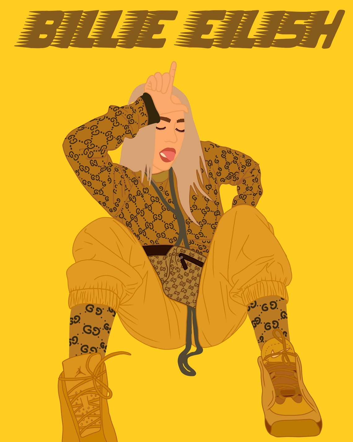 Billie Eilish Digital Art Celeb Gift Idea | Etsy