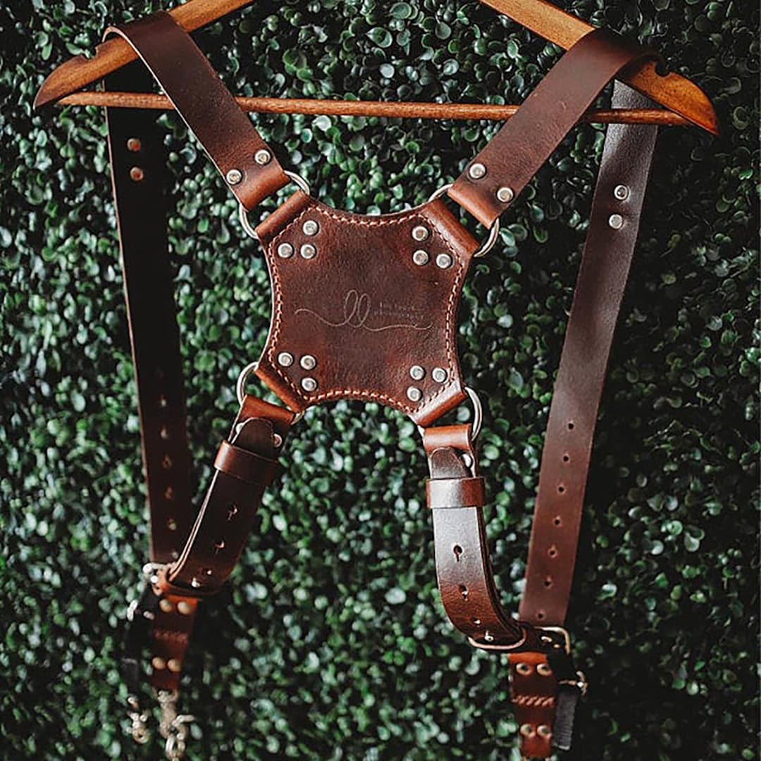 Personalized Dual Leather Camera Harness – Adjustable DSLR/SLR Strap ...
