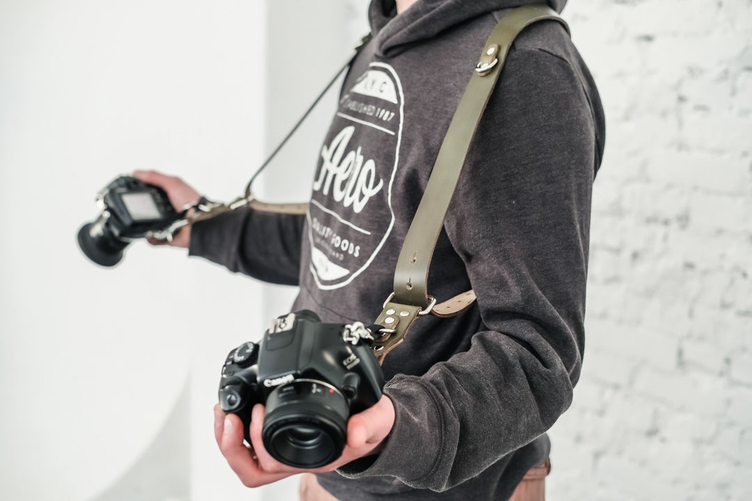 Personalized Dual Leather Camera Harness | Adjustable DSLR/SLR Strap ...