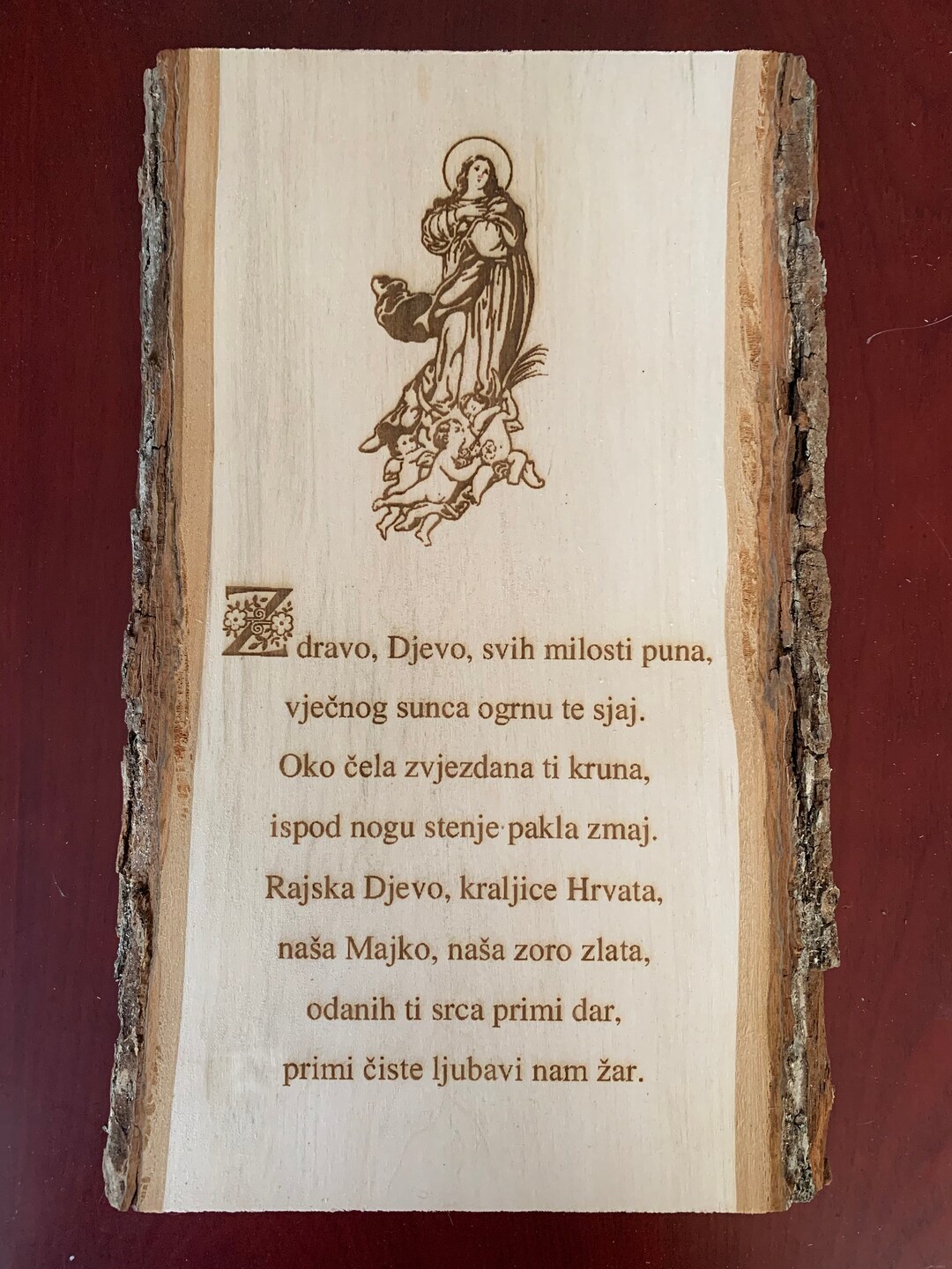 Marian Plaque With Hymn “zdravo, Djevo” (hail, Virgin) - Etsy