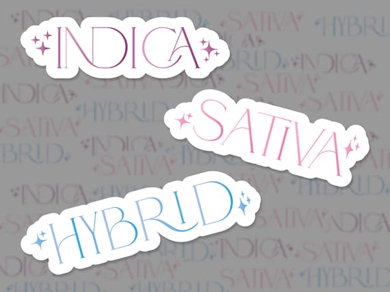 Indica Sativa Hybrid Weed Strain Sticker | Etsy