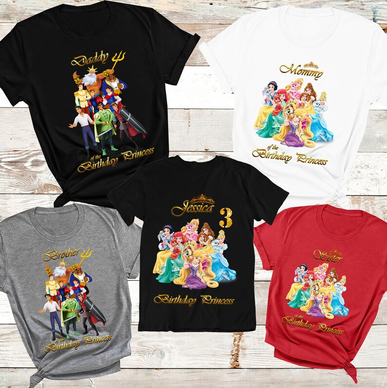 Disney Princess Family Birthday Shirts Disney Princess Family - Etsy
