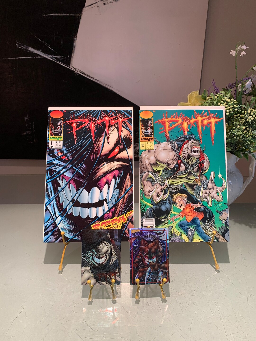 Vintage PITT by Image Comics 1-2 & Two Collectible PITT Trading Cards ...