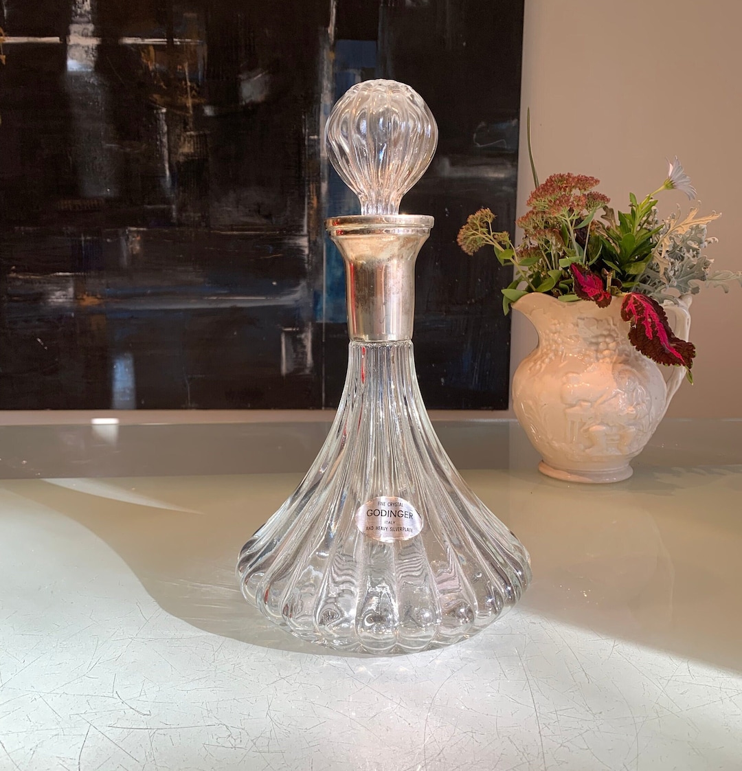 Vintage Godinger Fine Crystal Decanter With Heavy Silver Plate ...
