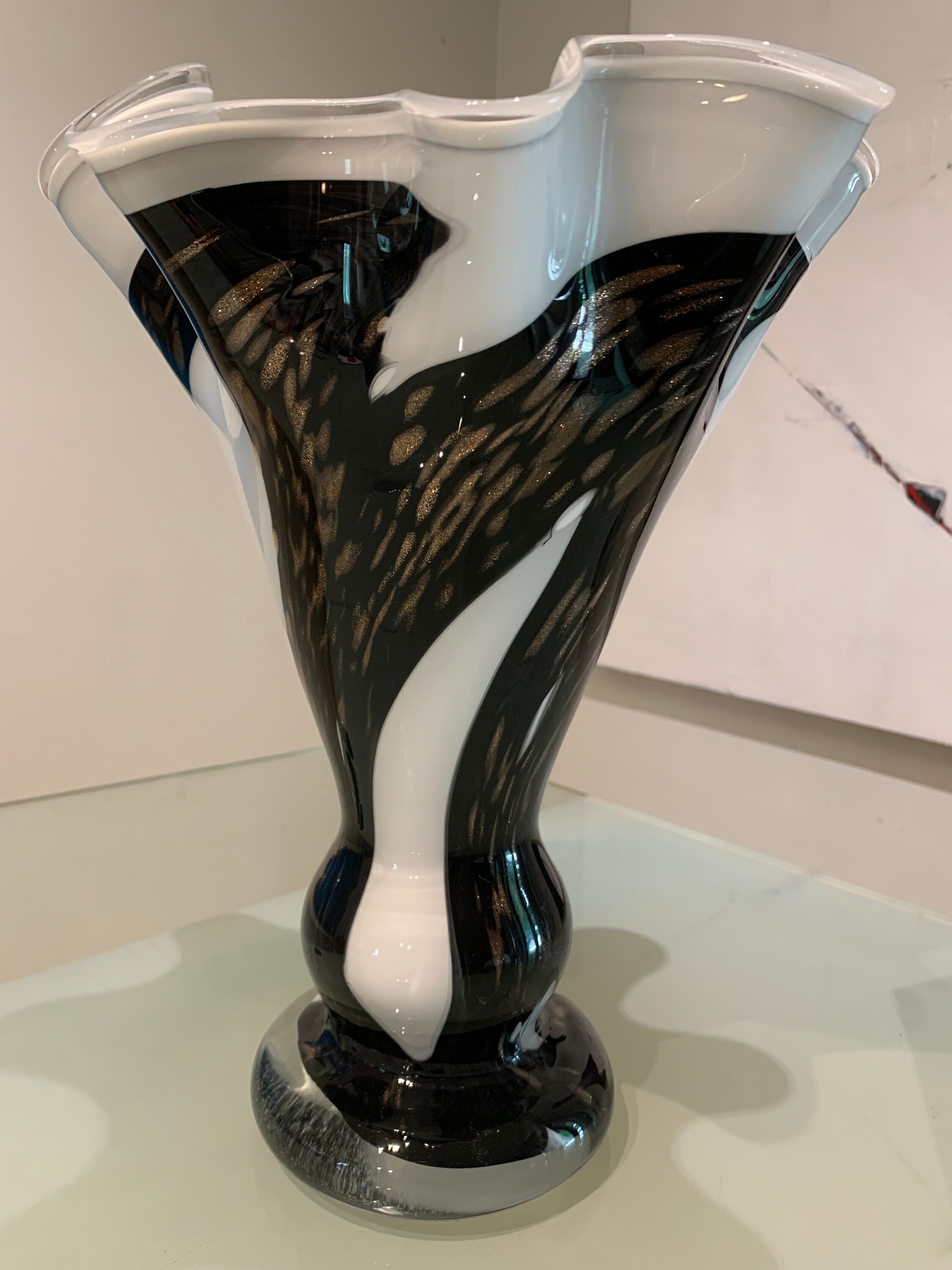 Vintage Handcrafted Wavy Glass Vase. | Etsy