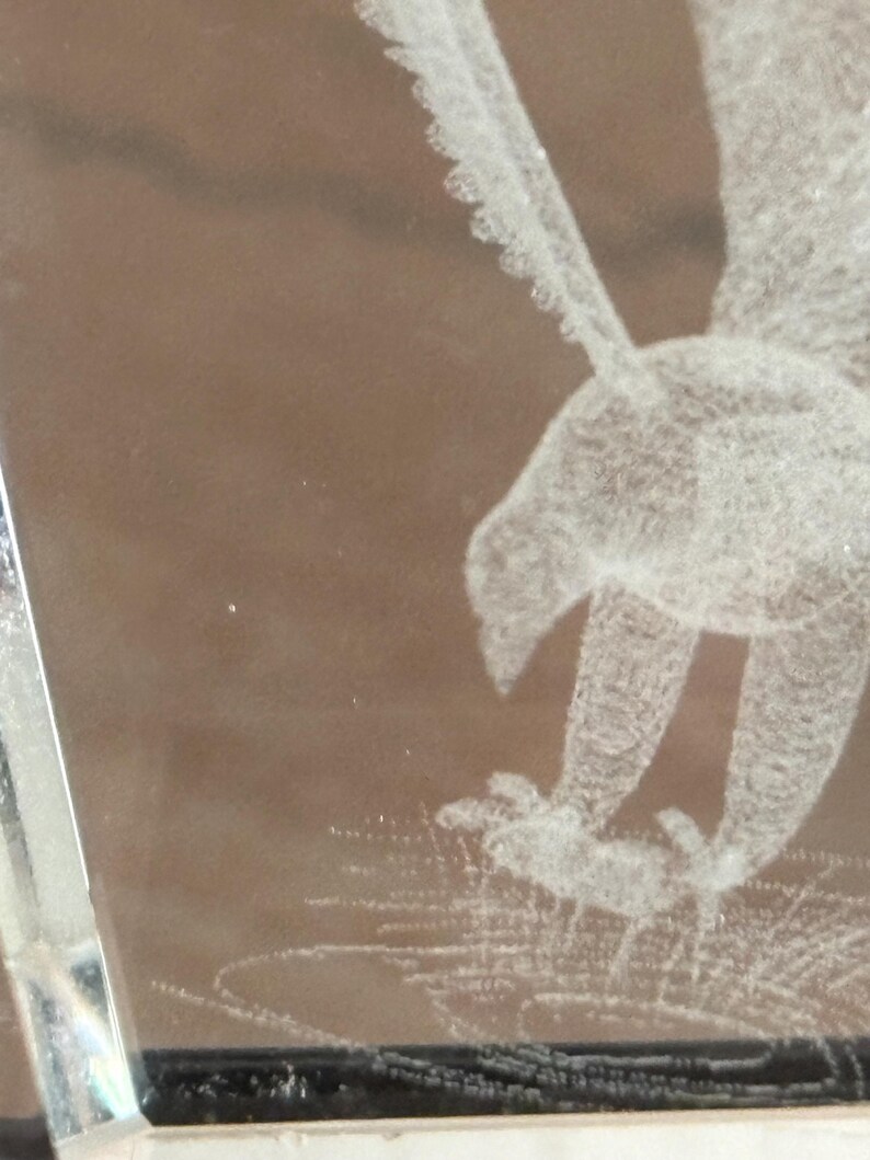 Vintage 3D Etched Crystal Eagle Paper Weight With Light Stand. - Etsy