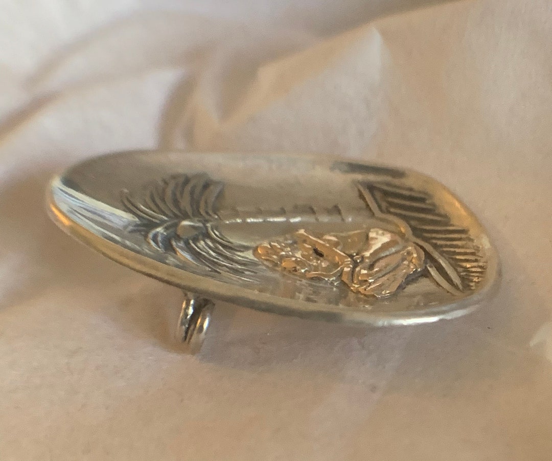 Vintage Sterling Silver Gold Inlay "mother Under Palm Tree" Brooch - Etsy