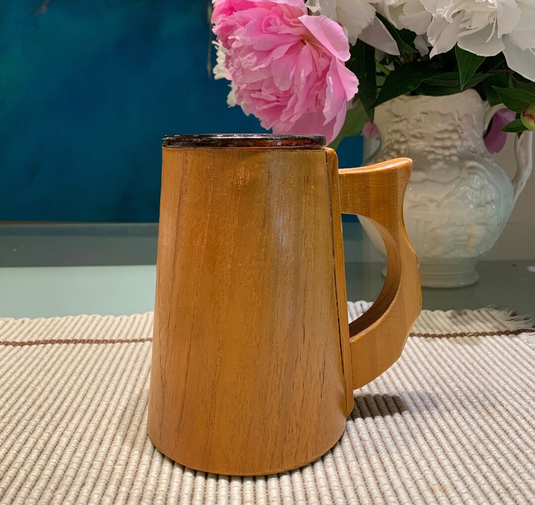 Vintage Glass Lined Wood Beer Stien. - Etsy