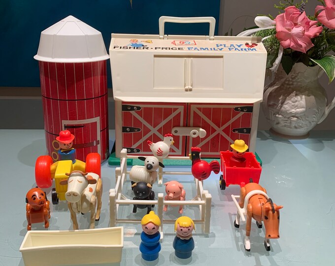 Vintage Fisher Price Play Family Moo Barn Complete. - Etsy