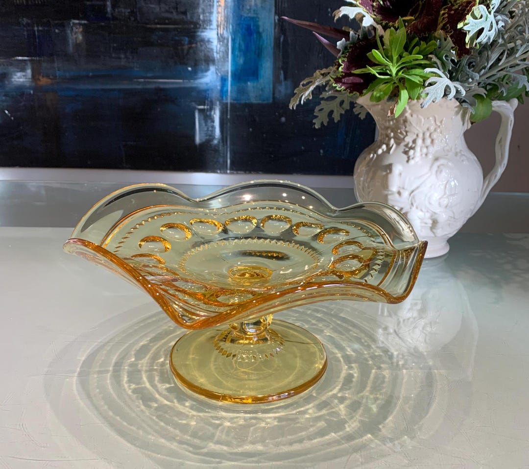 MCM Vintage Bartlett Collins Footed Amber Glass Swirl Decor Dish. - Etsy
