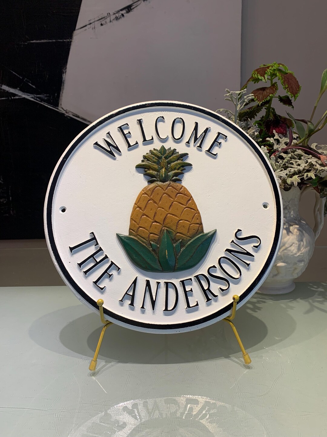 Vintage Ceramic Welcome With Pineapple Door Sign. "welcome the ...