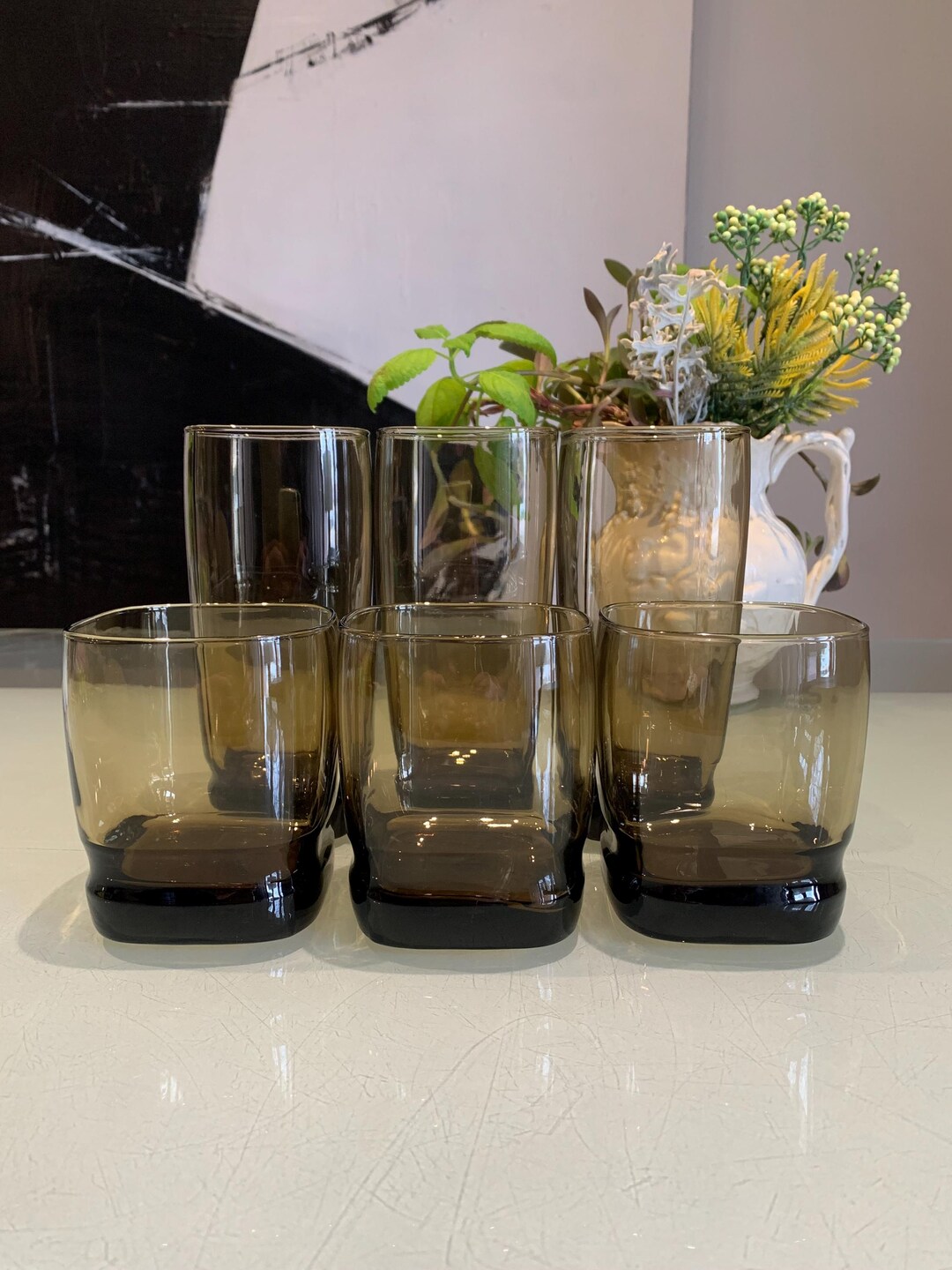Vintage Libbey Carrington Tawny Mocha Brown Glass, MCM Drinkware - Etsy