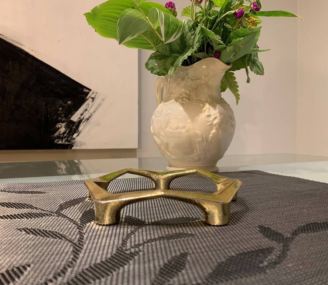 Vintage Gold Tone Trivet - Etsy