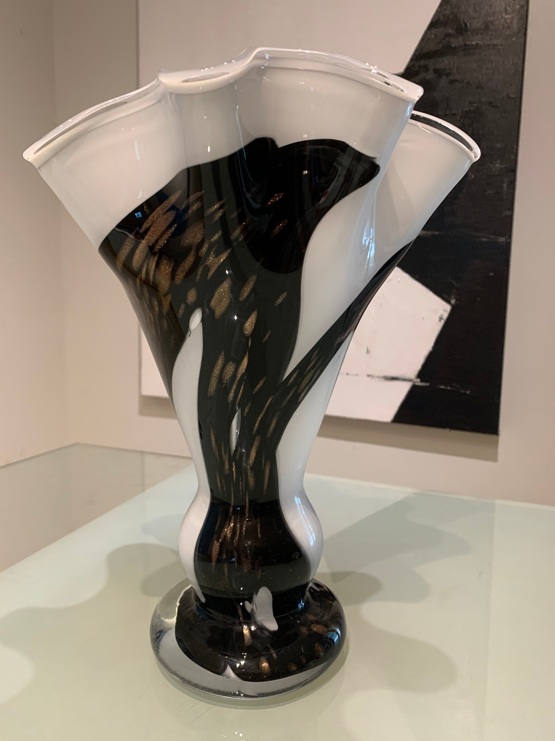 Vintage Handcrafted Wavy Glass Vase. | Etsy