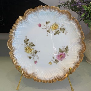Antique "leonard" Gold Gilded Floral China Plate. Please Read the ...