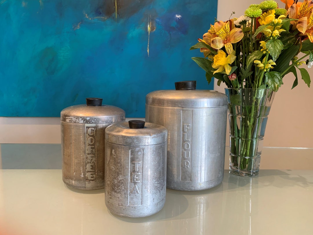 Vintage MCM Spun Aluminum Canister Set. Circa 1950. - Etsy