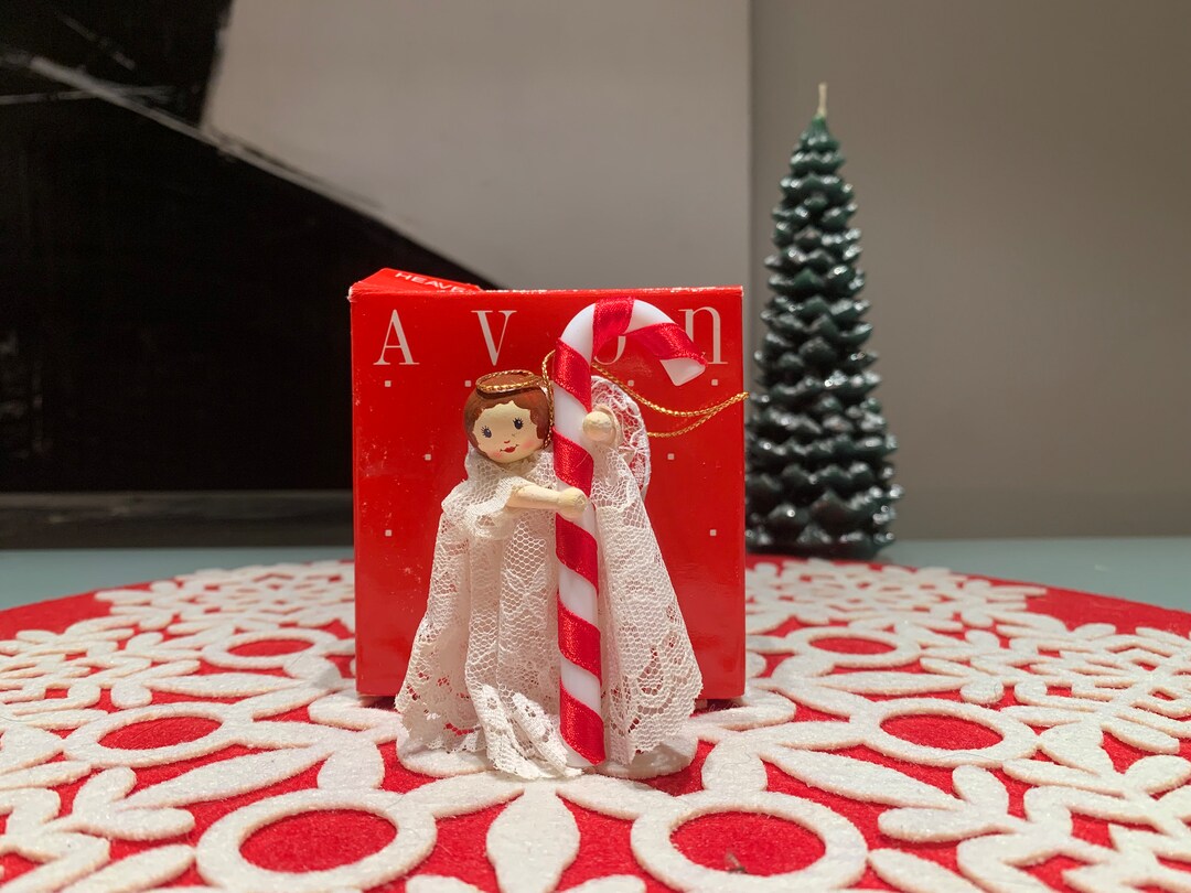 Vintage Avon Angel With Candy Cane Ornament With Original Box "heavenly ...