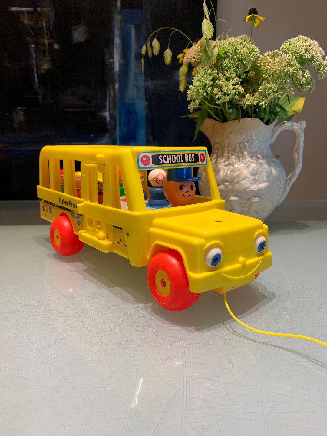 Vintage Fisher Price Little People School Bus Pull Toy With Teacher ...