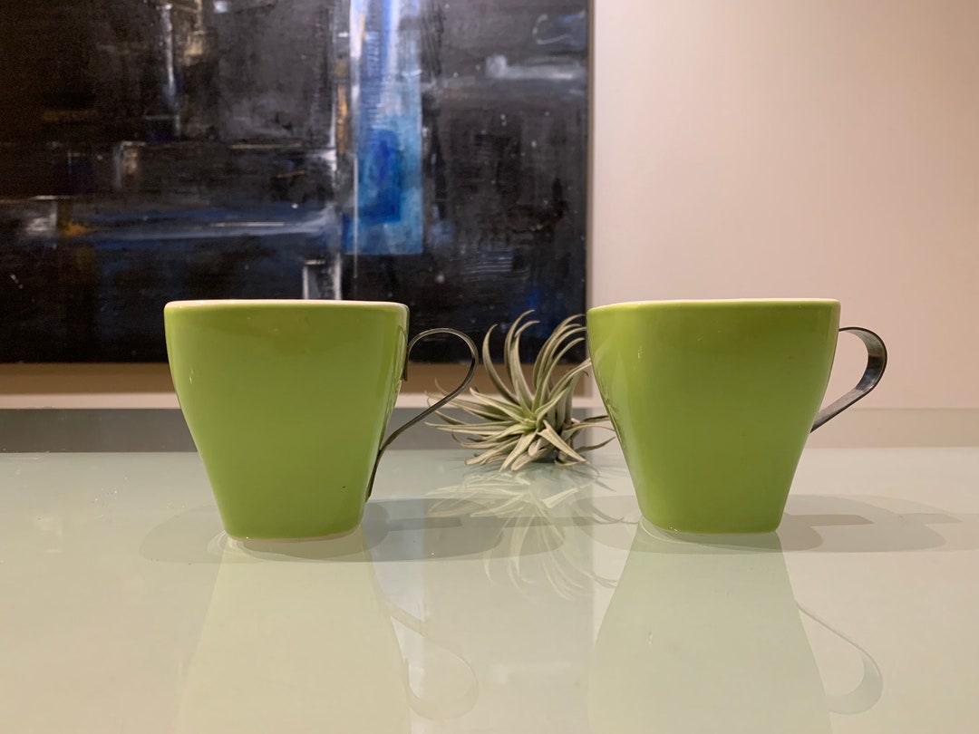 Vintage Retro Funky Lime Green Coffee/tea Cups. - Etsy