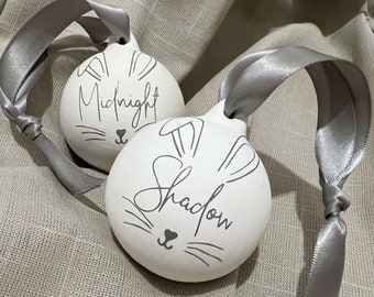 Personalised Name White Ceramic Christmas Bauble - Etsy