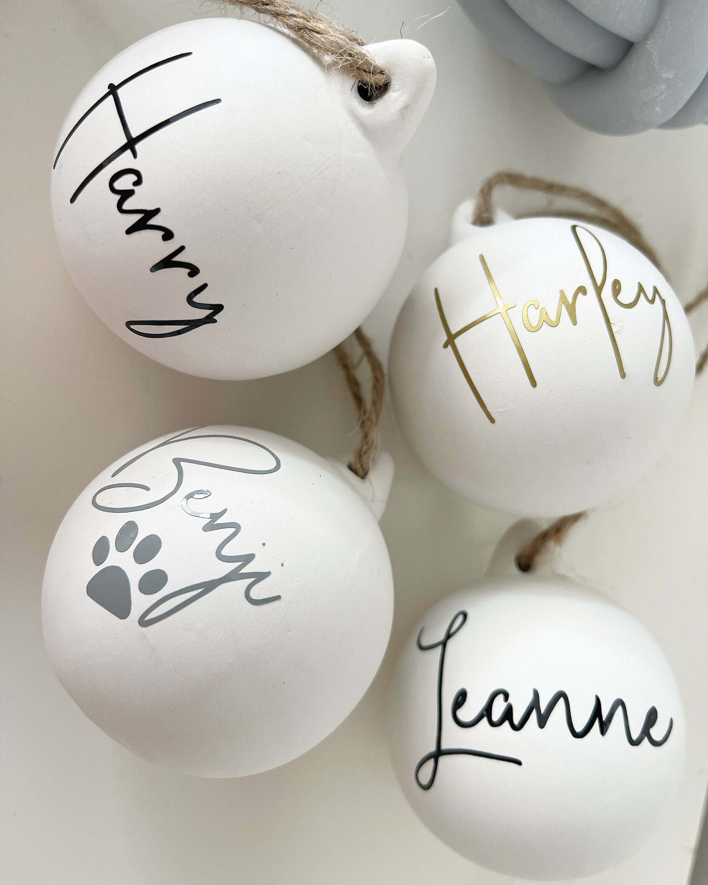 Personalised Name White Ceramic Christmas Bauble - Etsy