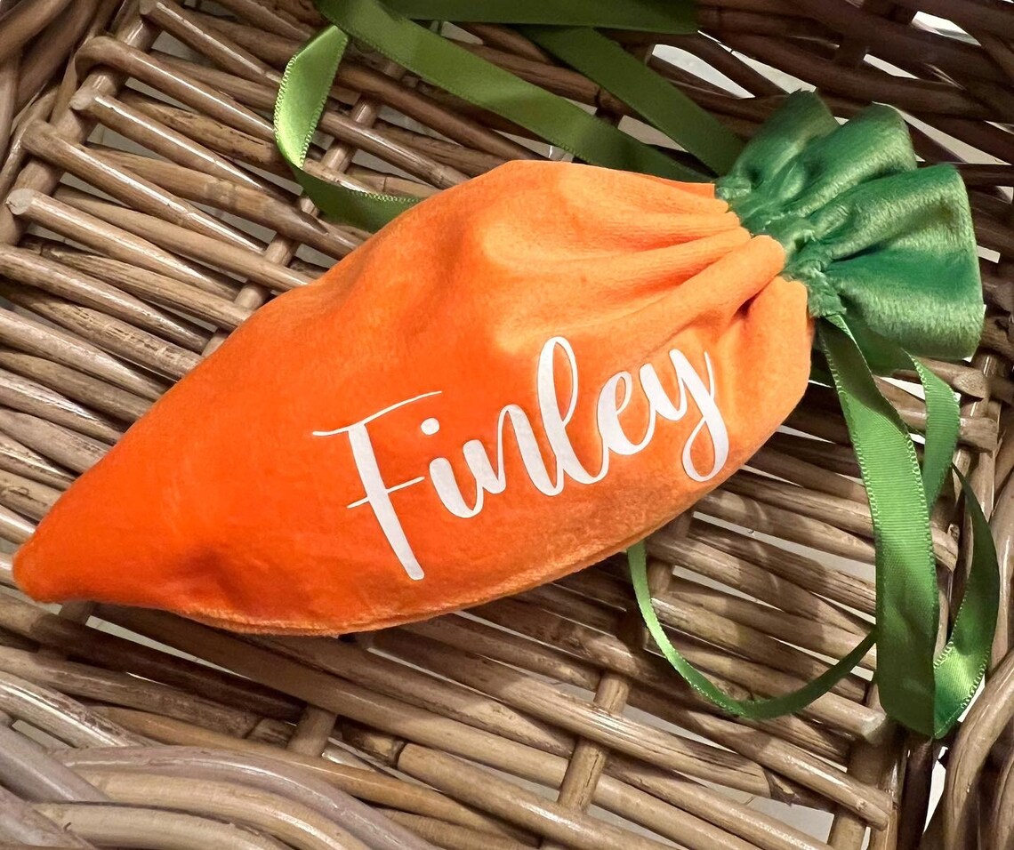 Personalised Name Felt Orange Carrot Easter Bag Pouches - Etsy UK