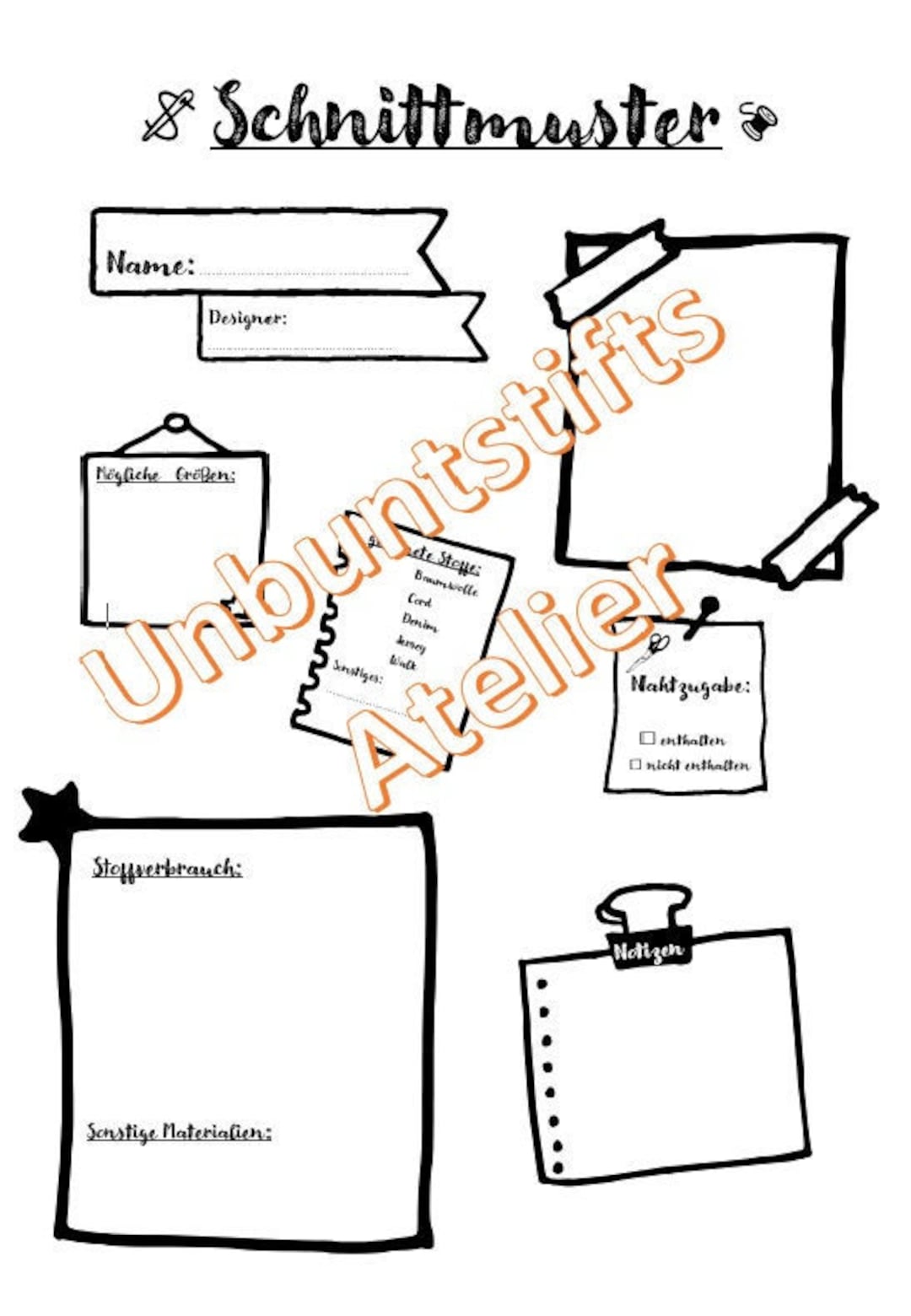 Sewing Pattern Cover Sheet / Organizer, Quick and Easy Order pdf ...