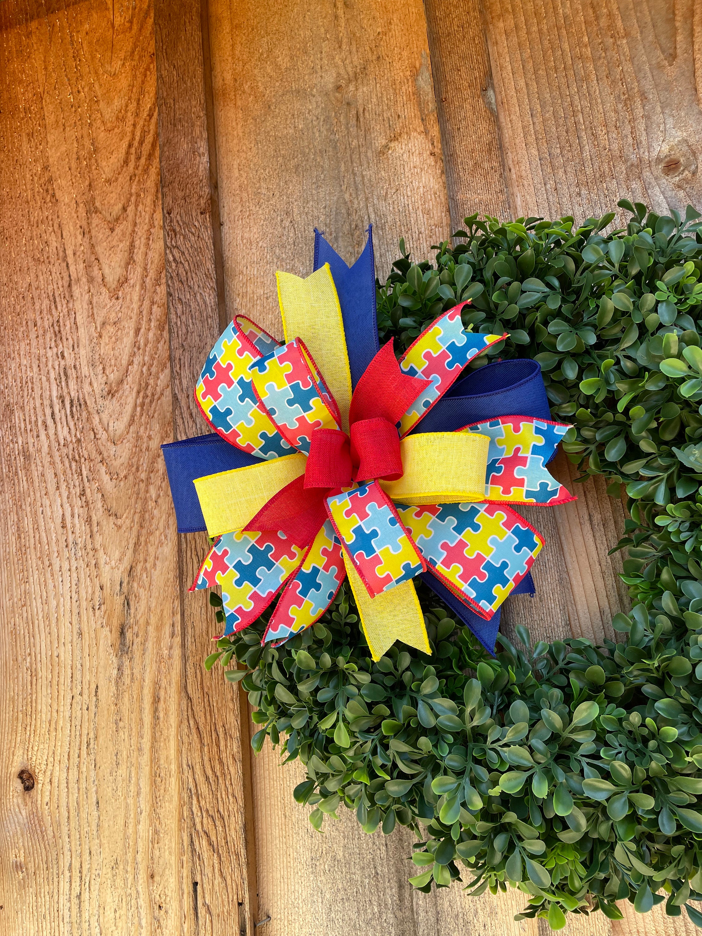 Autism Awareness Wreath Bow, April Autism Awareness Month, , Lantern ...