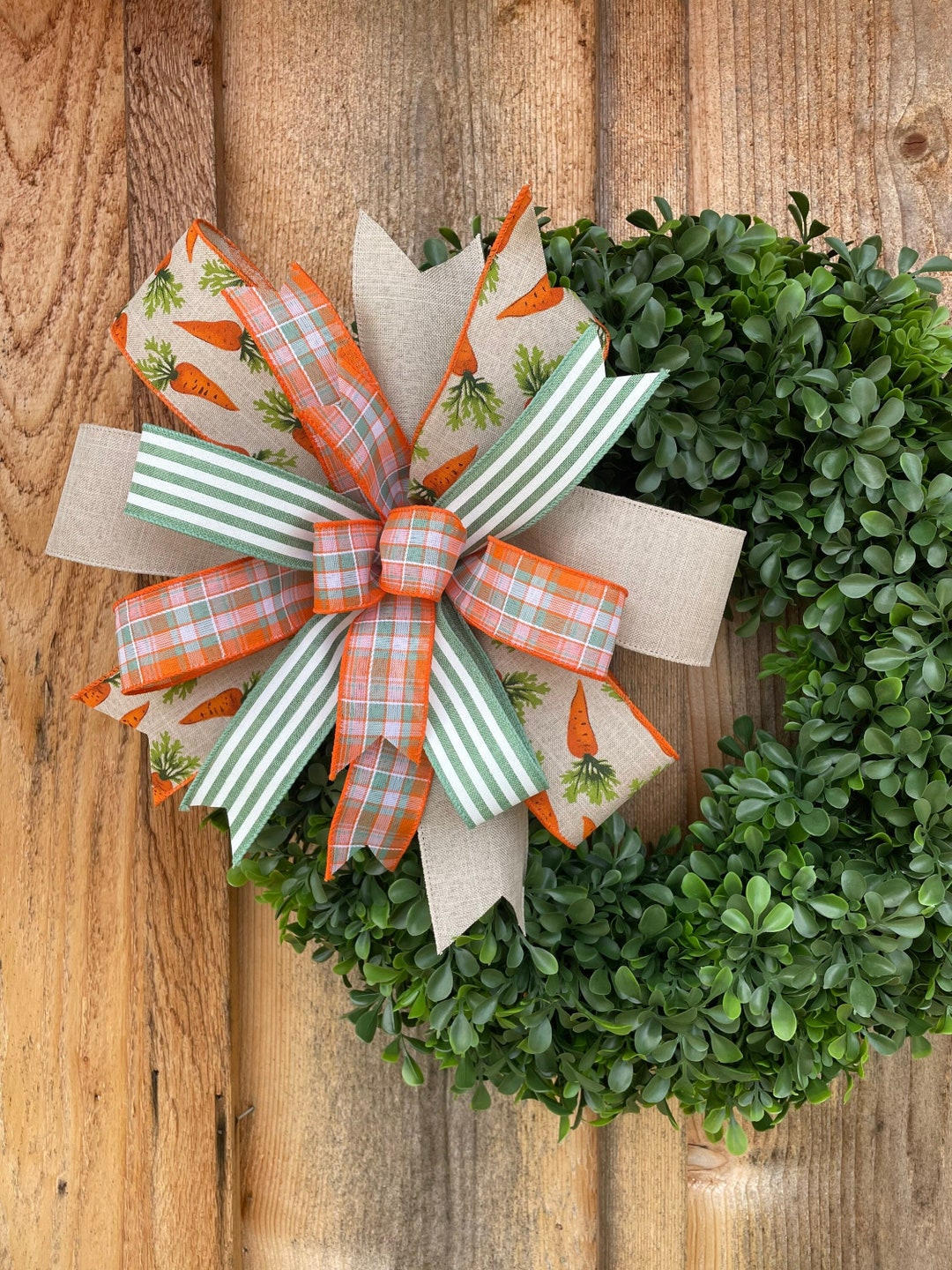 Easter Wreath Bow , Easter Accent Bow, Lantern Bow , Carrot Bow, Burlap ...