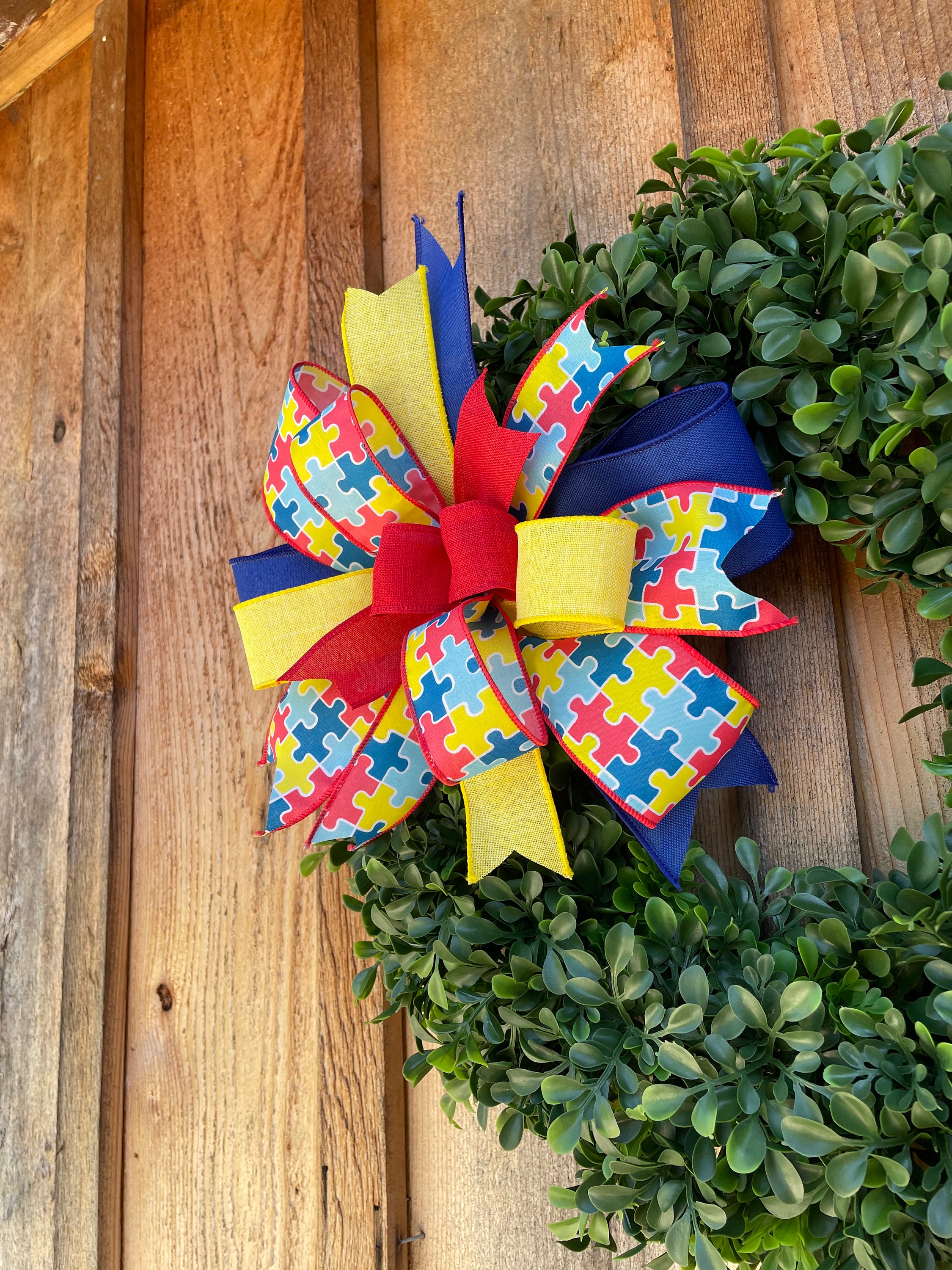 Autism Awareness Wreath Bow, April Autism Awareness Month, , Lantern ...