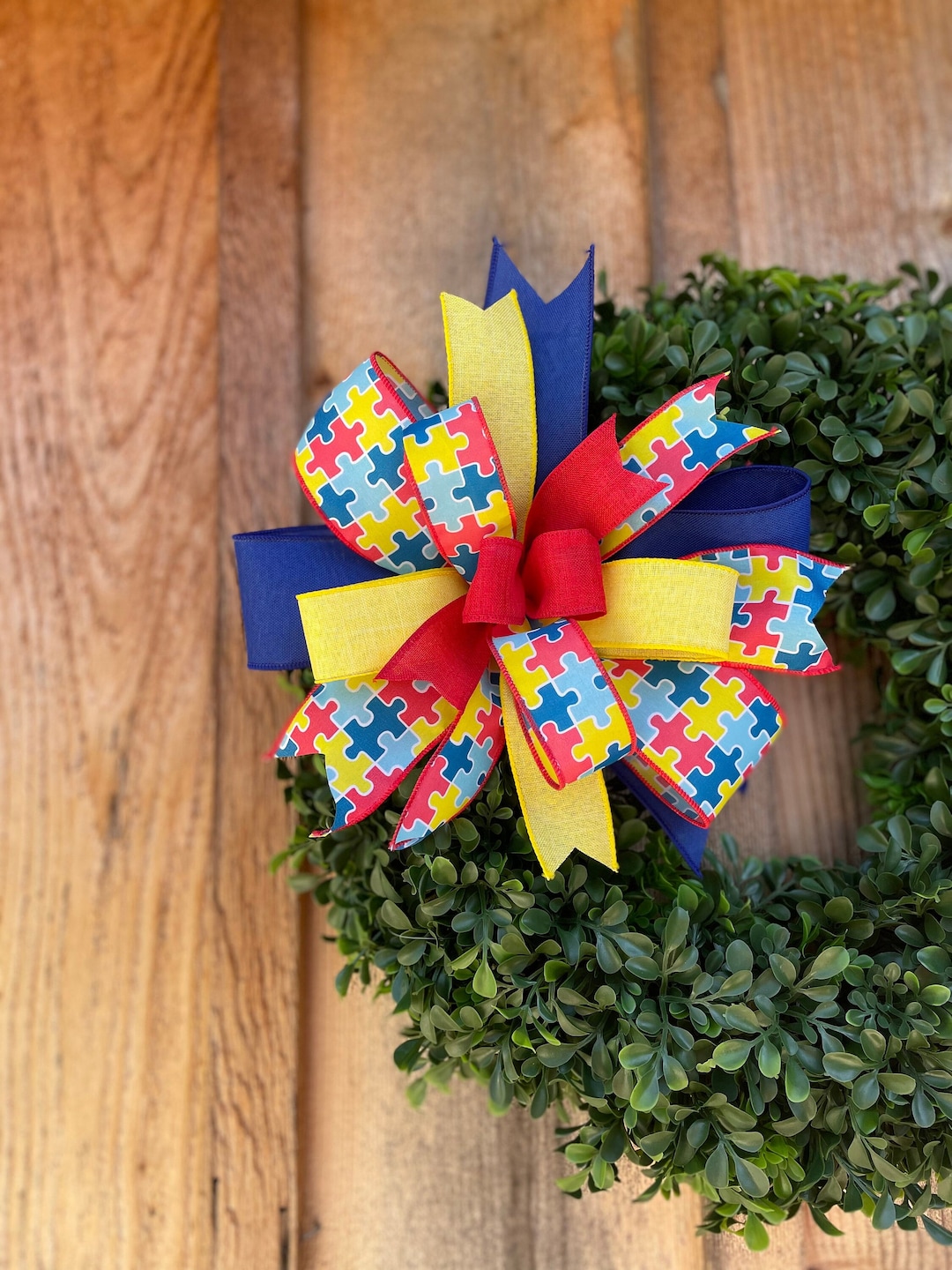 Autism Awareness Wreath Bow, April Autism Awareness Month, , Lantern ...