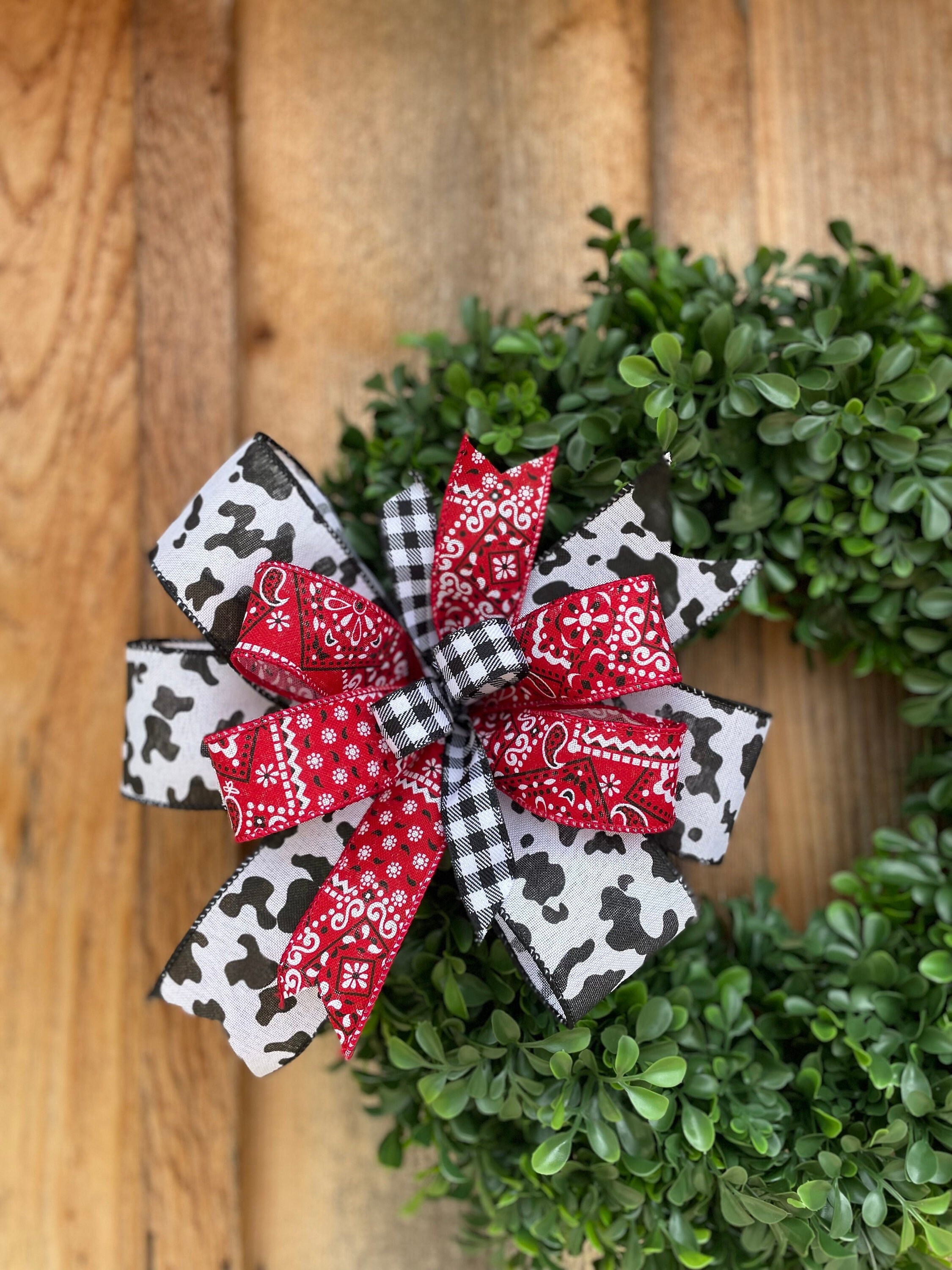 Bow for Wreath Cow Print Bow Lantern Bow Rustic Wreath Bow - Etsy