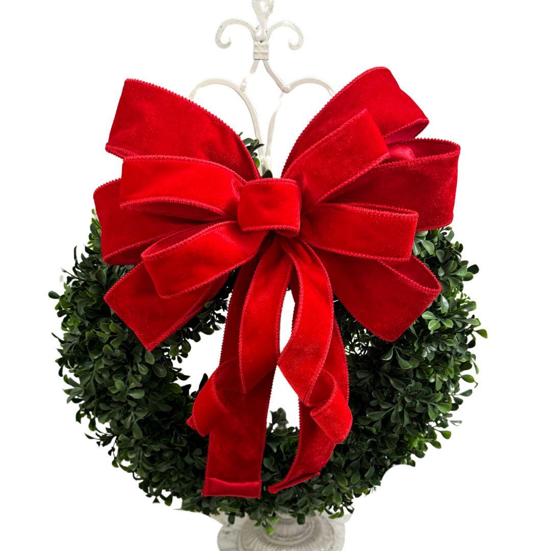 Red Deluxe Velvet Christmas Bow , Large Red Wreath Bow , Porch Bow ...