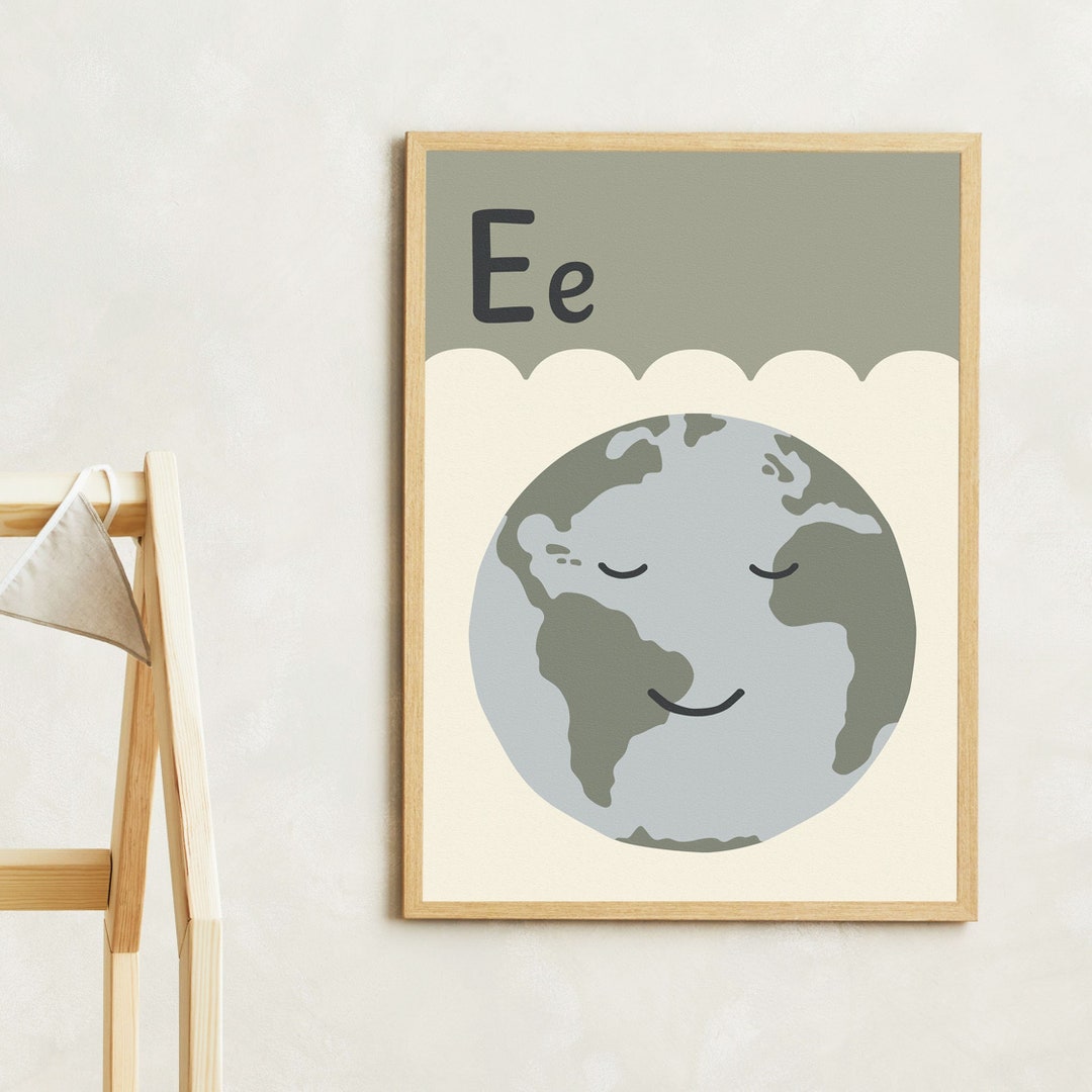 E is for Earth Alphabet Poster Planet Earth Scandi - Etsy