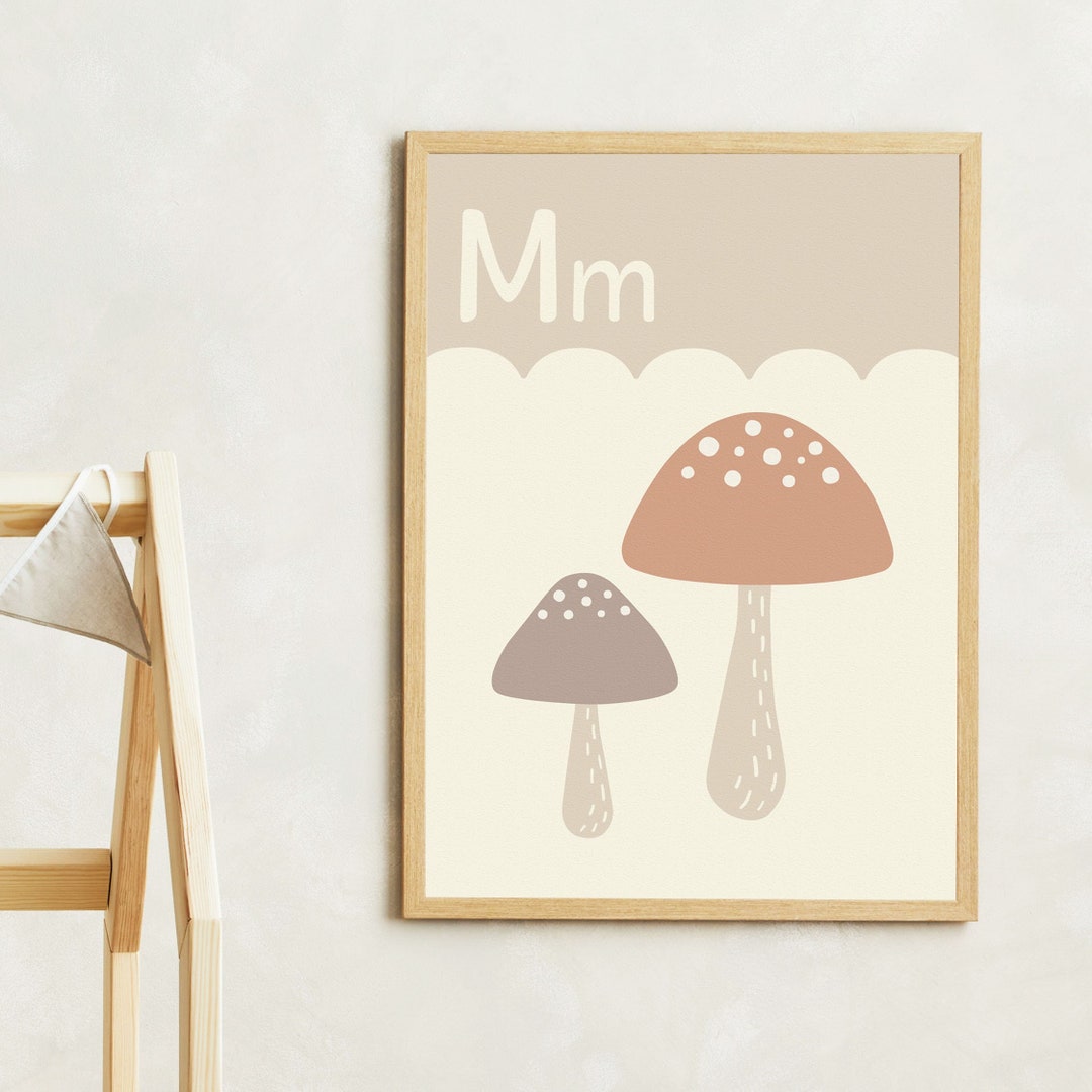 M is for Mushroom Alphabet Poster Scandi Alphabet Print - Etsy