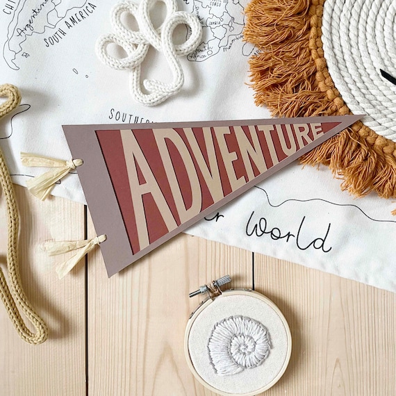 Adventure Pennant Flag Large Wall Decor Handmade - Etsy
