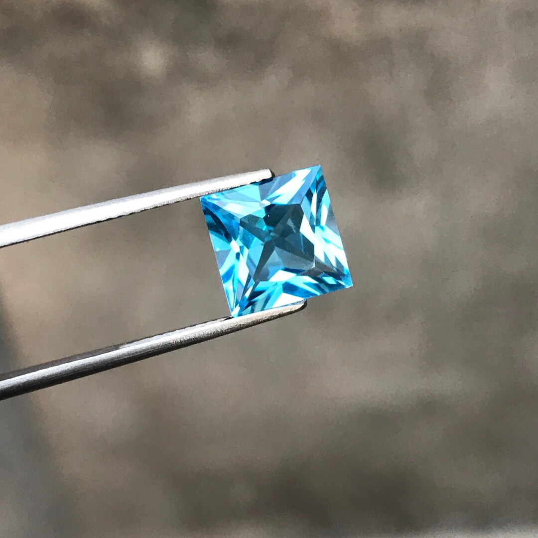 Buy Natural Swiss Blue Topaz, 9 MM Swiss Blue Topaz Square, Blue Topaz ...