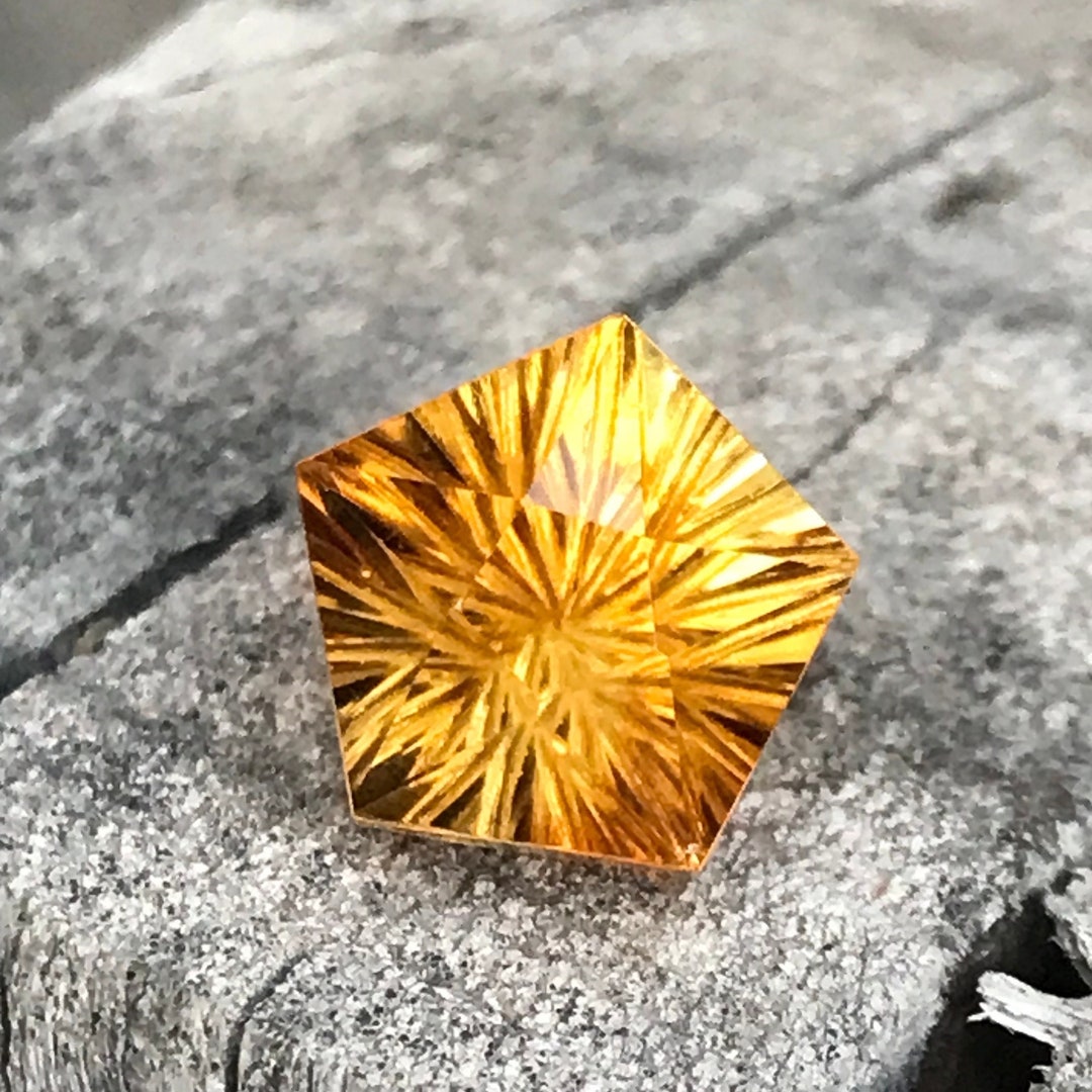 Galaxy Cut Citrine: 3.20 Carat Pentagon Gemstone - Etsy