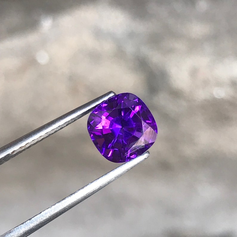 Natural African Amethyst: 2.00 Carat Cushion Cut, February Birthstone ...