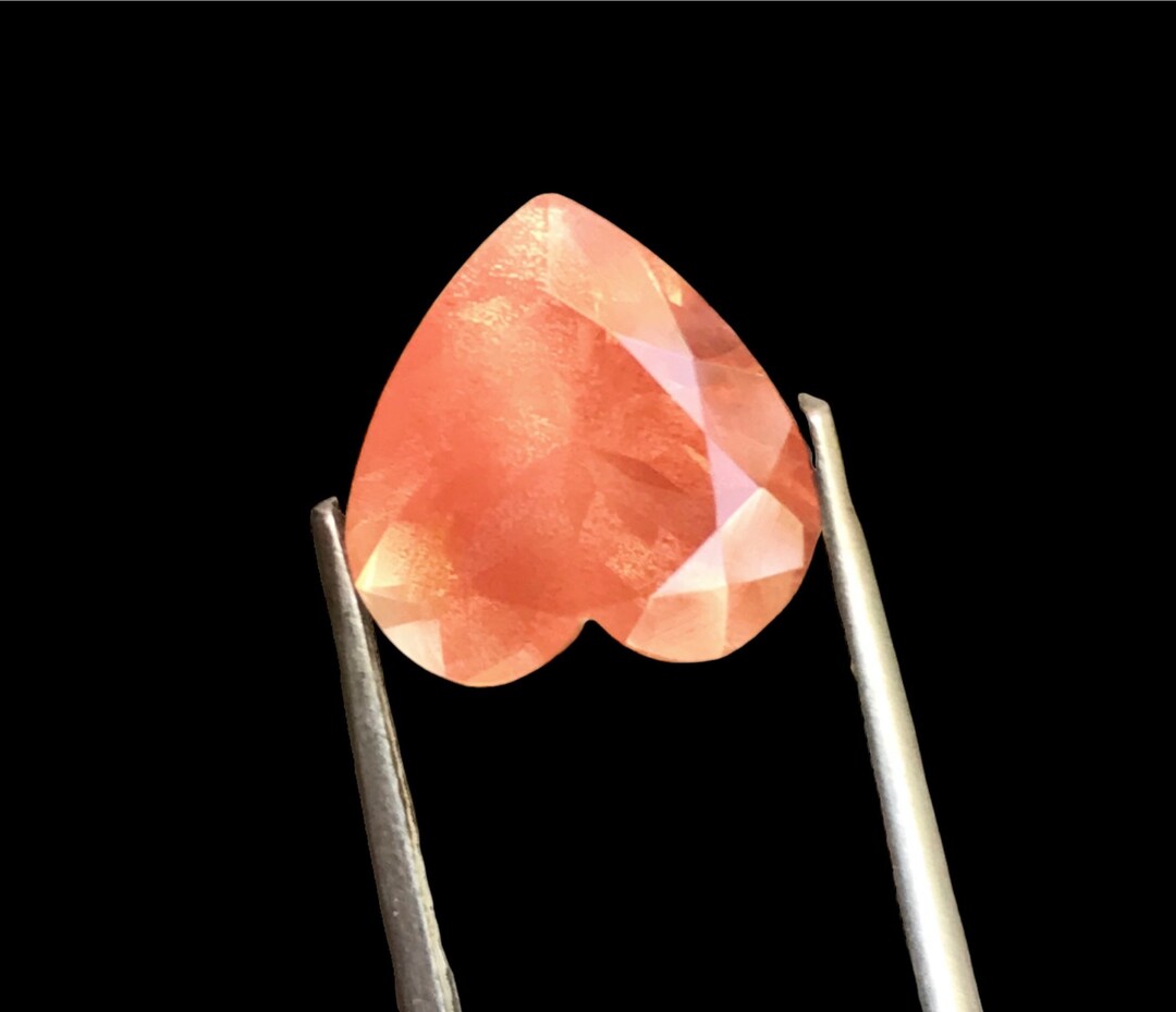 Natural Oregon Sunstone, Faceted Sunstone, 14 MM Heart Shape Sunstone ...