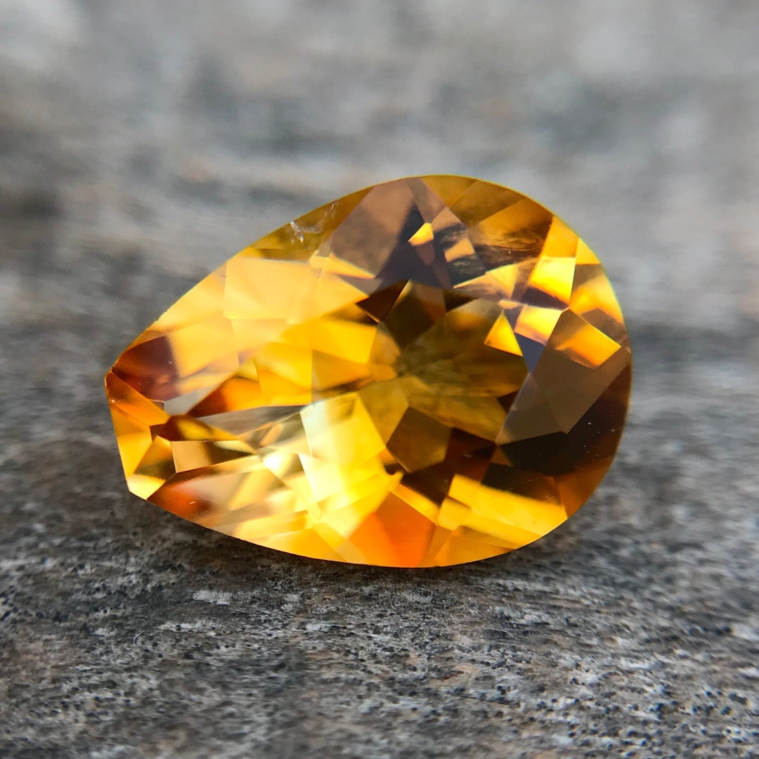 3.85 Carat Pear Citrine: November Birthstone, Yellow Gemstone - Etsy