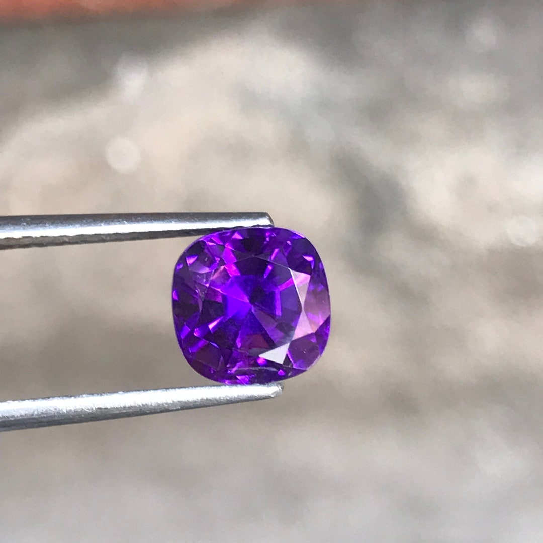 Natural African Amethyst: 2.00 Carat Cushion Cut, February Birthstone ...