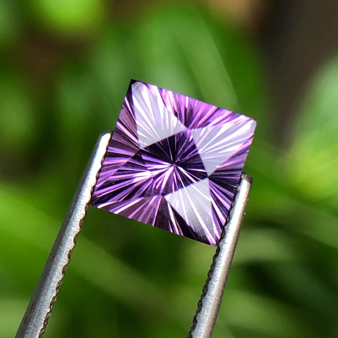 Natural Amethyst, Rare Sunburst Cut Amethyst, 7x7mm Amethyst Square, 2. ...