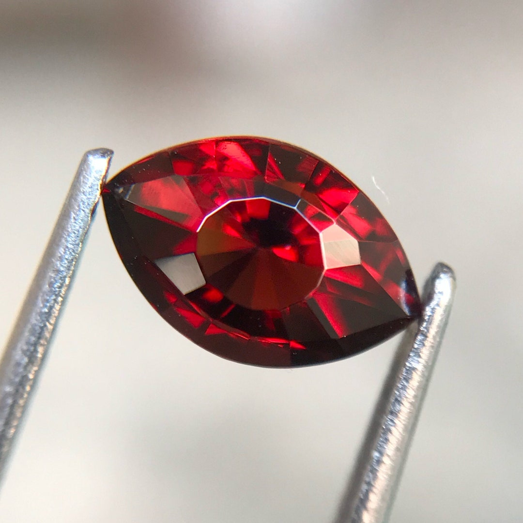 Natural Mozambique Garnet: 2.20 Carat Red Eye-shape Gemstone - Etsy