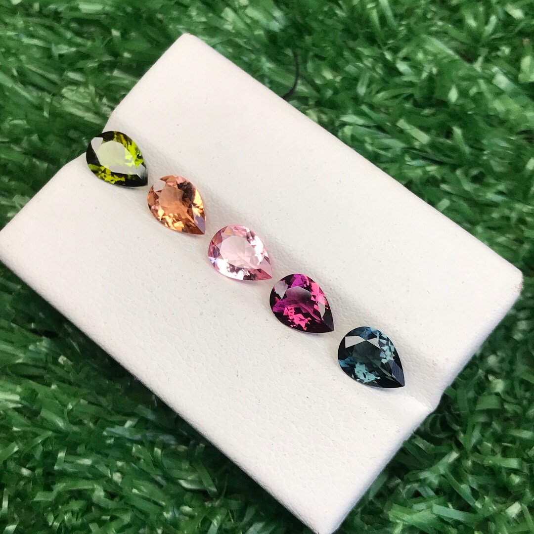 Natural Tourmaline Set, 7 MM Multi Colour Tourmaline Pear Set October ...