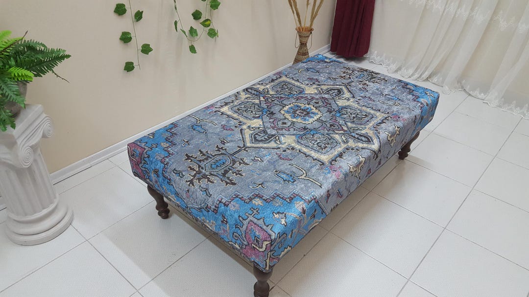Ottoman Coffee Table , Kerman Kilim Ottoman , Vintage Coffee Table ...