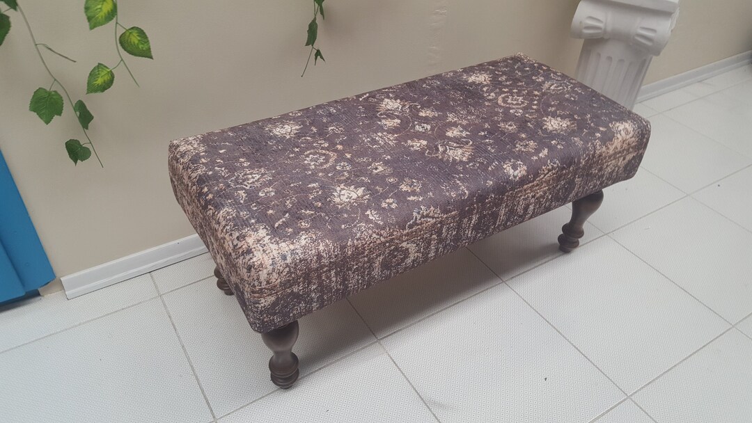 Pouf Pattern , İndian Bench Ottoman , Rustic Fluffy Bench , Small ...